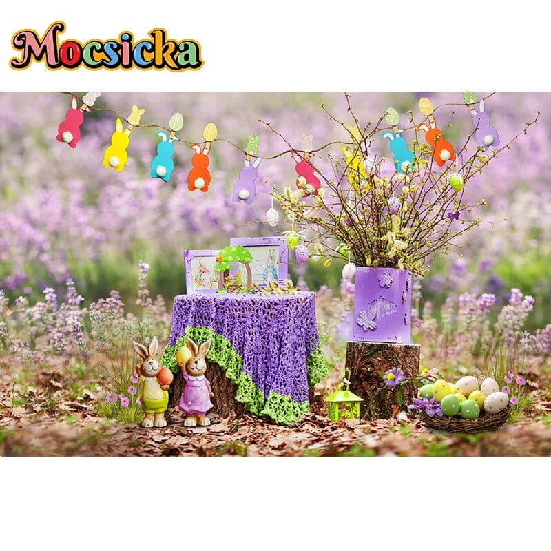 Easter Backdrops For Photography Spring Flowers Bunny Eggs Newborn Baby ...