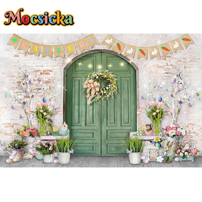 Easter Backdrops For Photography Spring Flowers Bunny Eggs Newborn Baby ...