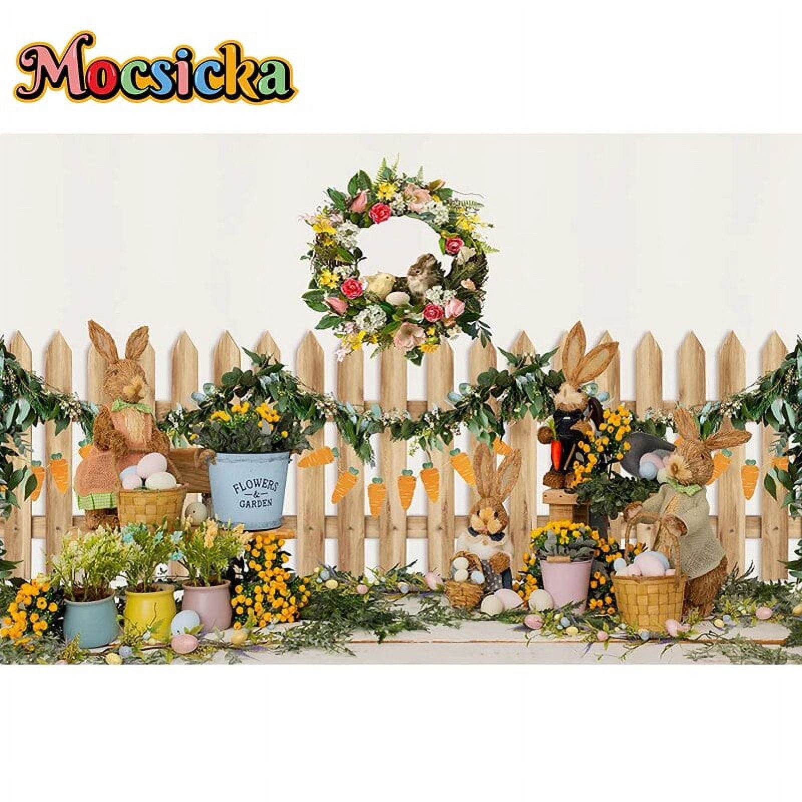 Easter Backdrops For Photography Spring Flowers Bunny Eggs Newborn Baby ...