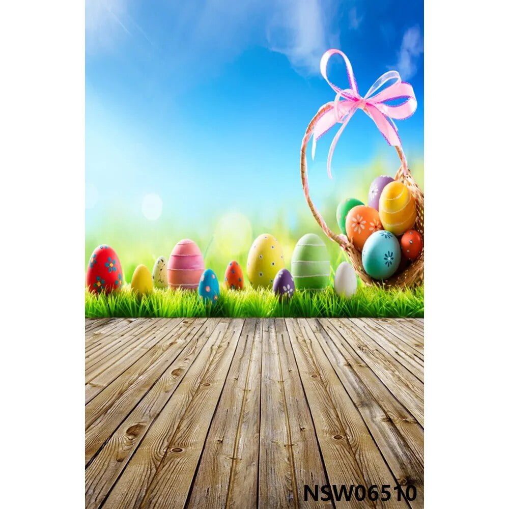 Easter Backdrops Spring Scenery Flowers Bunny Rabbit Easter Eggs Baby ...