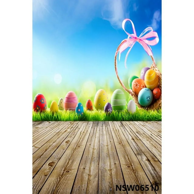 Easter Backdrops Spring Scenery Flowers Bunny Rabbit Easter Eggs Baby ...