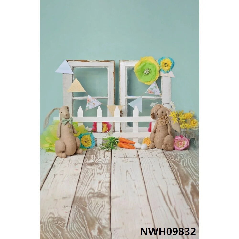 Easter Backdrops Spring Scenery Flowers Bunny Rabbit Easter Eggs Baby ...