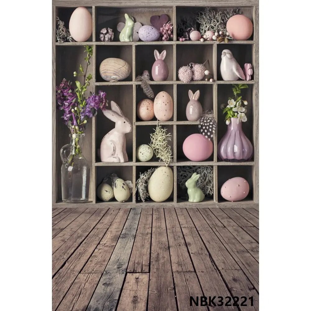 Easter Backdrops Spring Scenery Flowers Bunny Rabbit Easter Eggs Baby ...