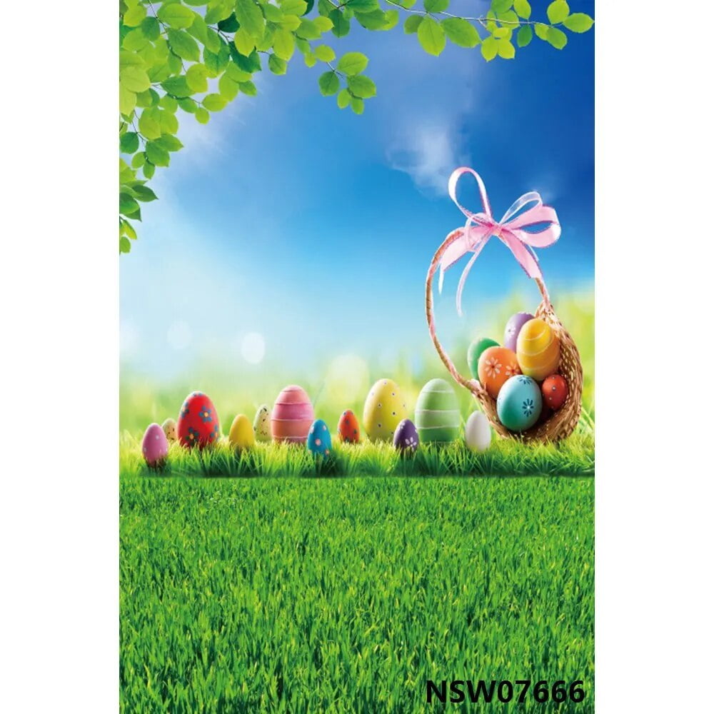 Easter Backdrops Spring Scenery Flowers Bunny Rabbit Easter Eggs Baby ...