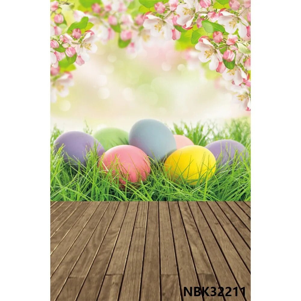 Easter Backdrops Spring Scenery Flowers Bunny Rabbit Easter Eggs Baby ...