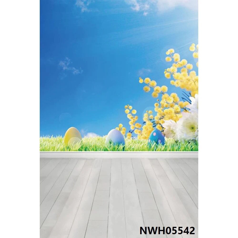 Easter Backdrops Spring Scenery Flowers Bunny Rabbit Easter Eggs Baby ...