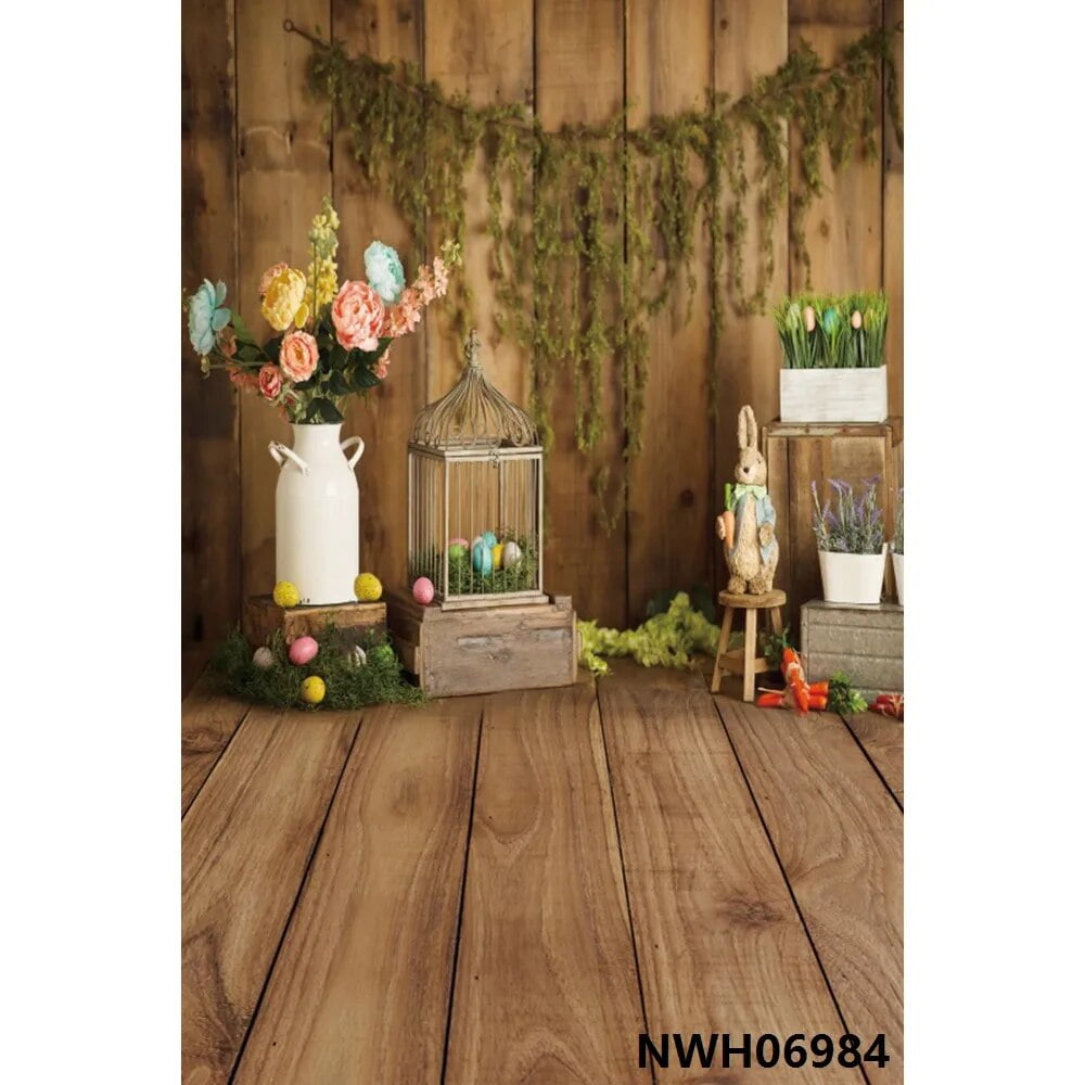 Easter Backdrops Spring Scenery Flowers Bunny Rabbit Easter Eggs Baby ...