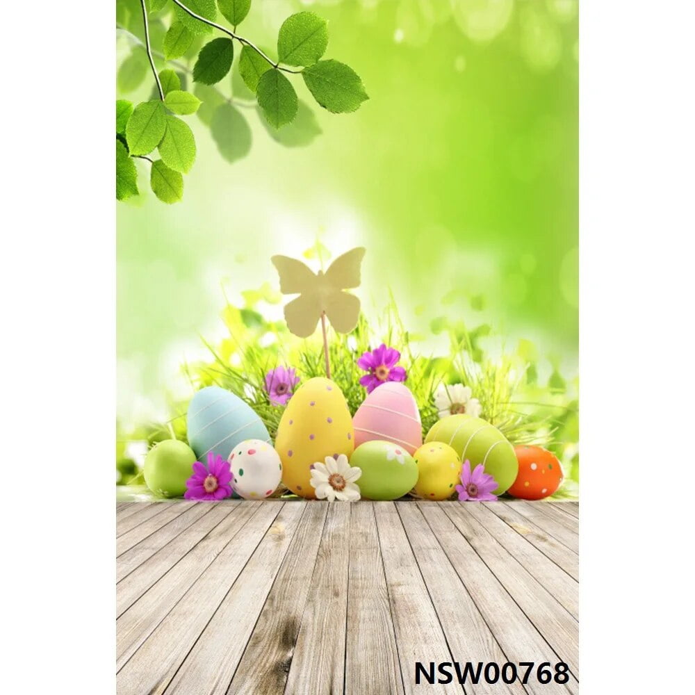 Easter Backdrops Spring Scenery Flowers Bunny Rabbit Easter Eggs Baby ...
