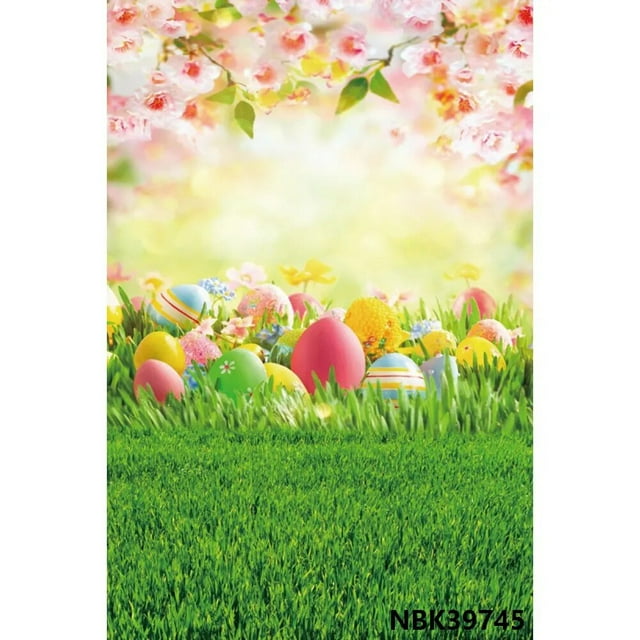 Easter Backdrops Spring Scenery Flowers Bunny Rabbit Easter Eggs Baby ...
