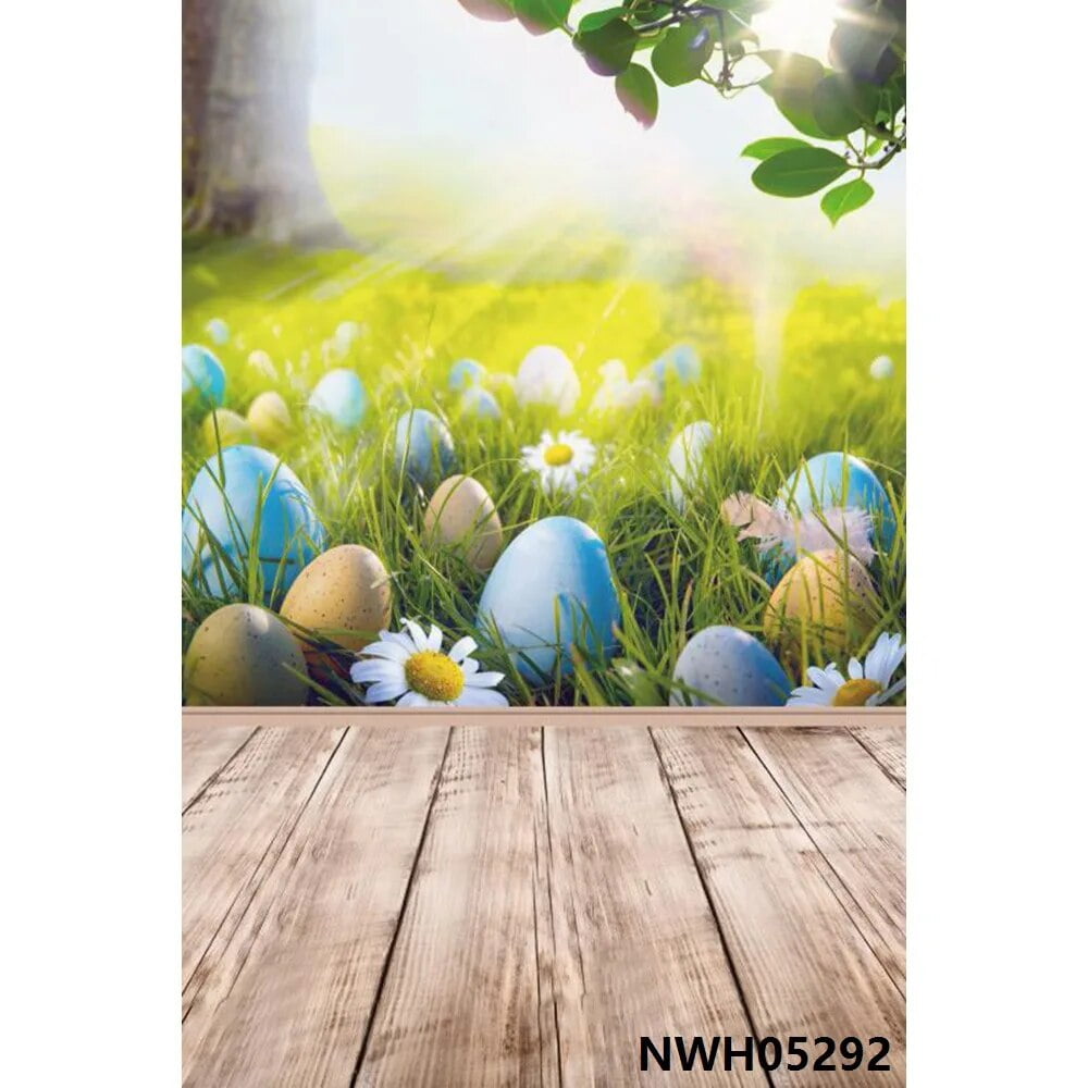 Easter Backdrops Spring Scenery Flowers Bunny Rabbit Easter Eggs Baby ...