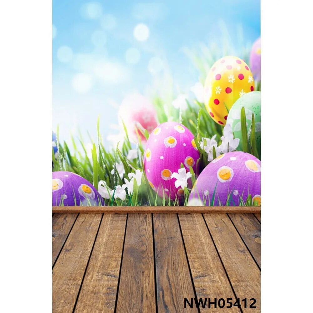 Easter Backdrops Spring Scenery Flowers Bunny Rabbit Easter Eggs Baby ...