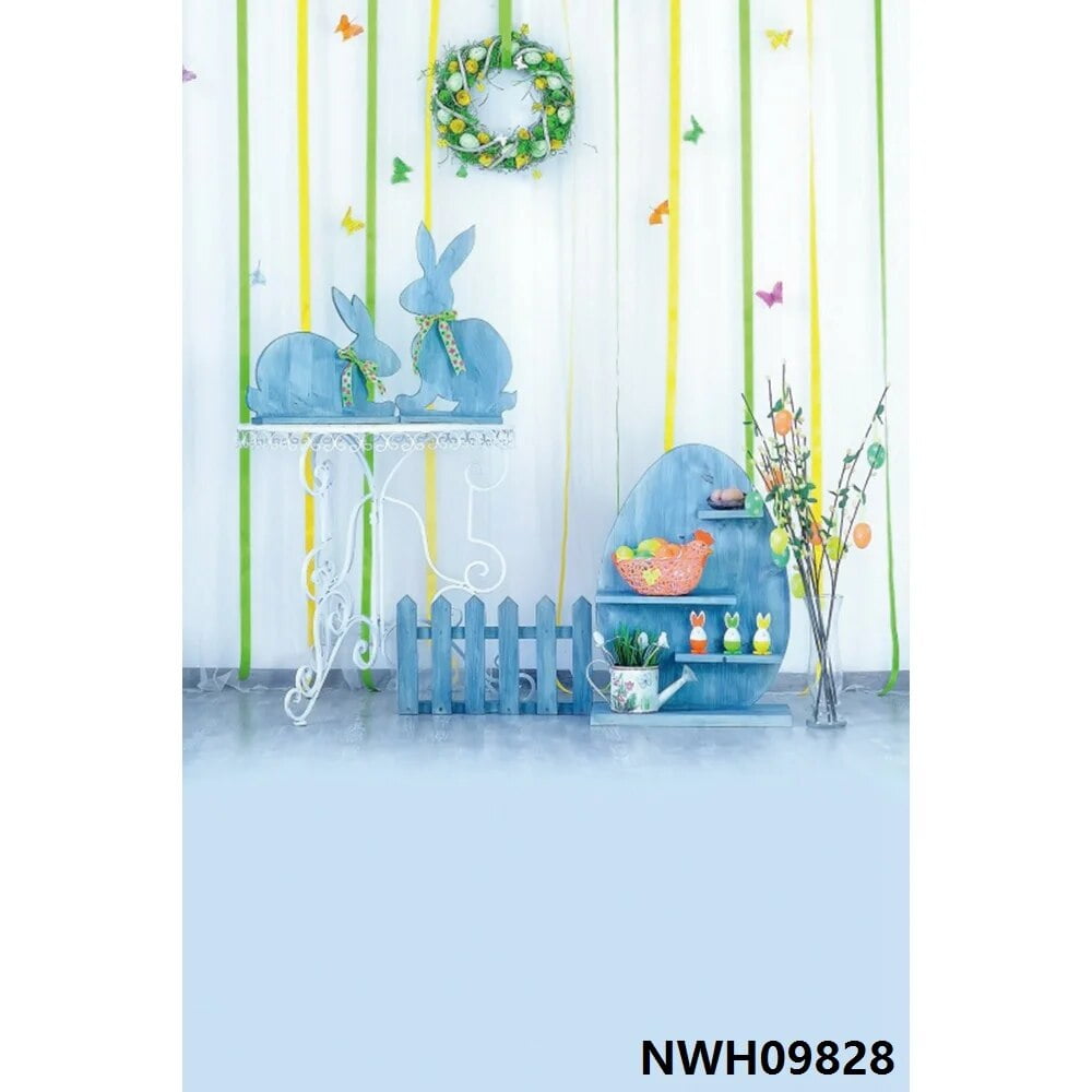 Easter Backdrops Spring Scenery Flowers Bunny Rabbit Easter Eggs Baby ...