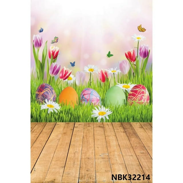 Easter Backdrops Spring Scenery Flowers Bunny Rabbit Easter Eggs Baby ...