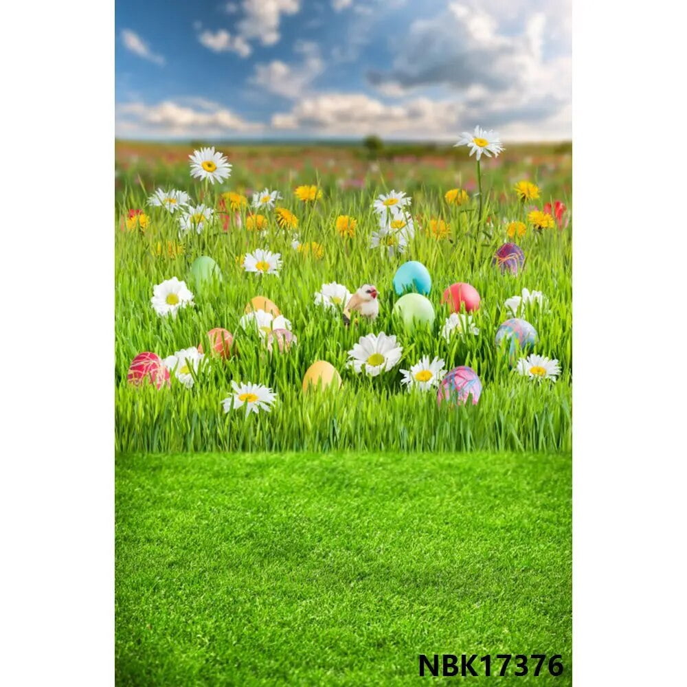Easter Backdrops Spring Scenery Flowers Bunny Rabbit Easter Eggs Baby ...