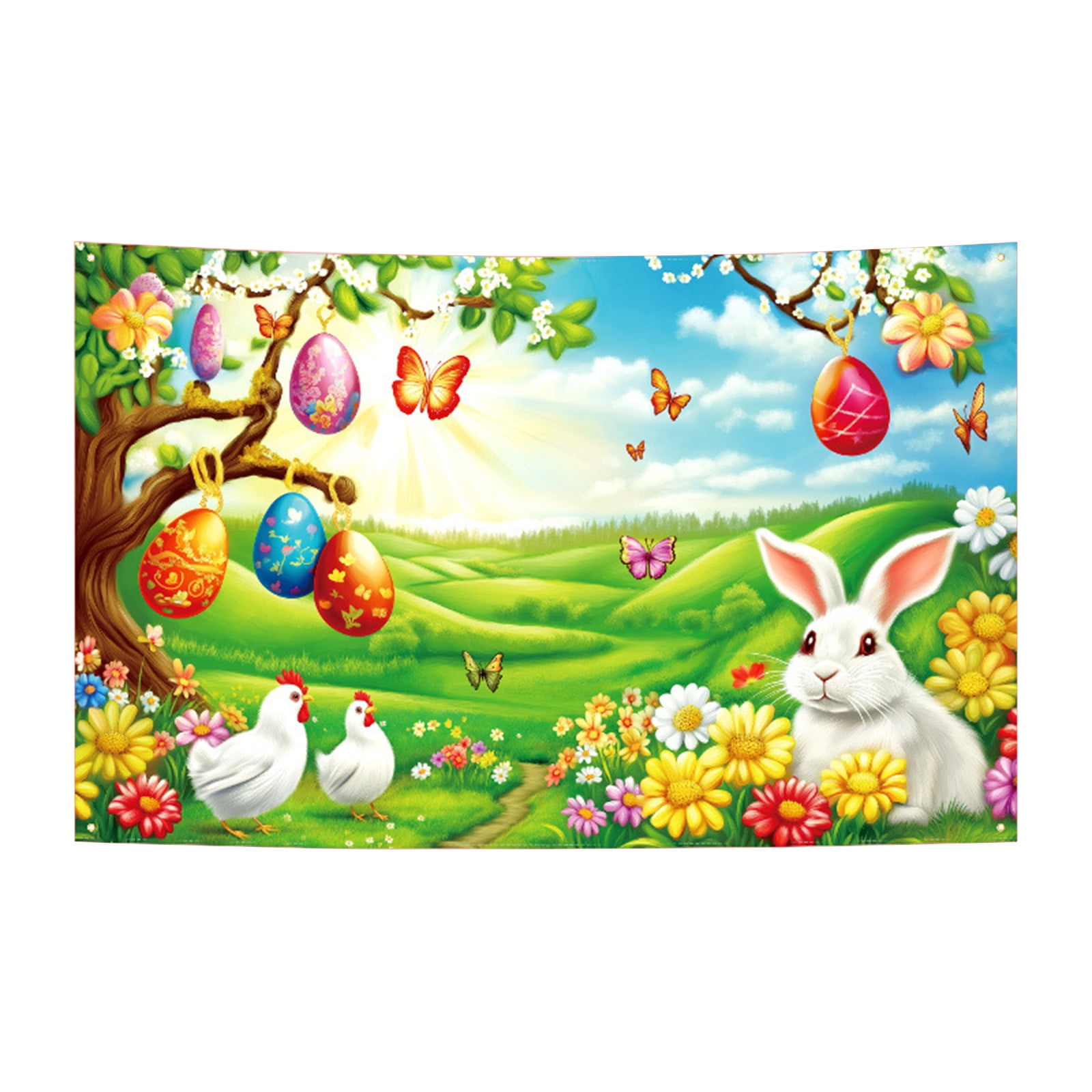 Easter Background Cloth with Bunny and Egg Designs Party Decoration ...