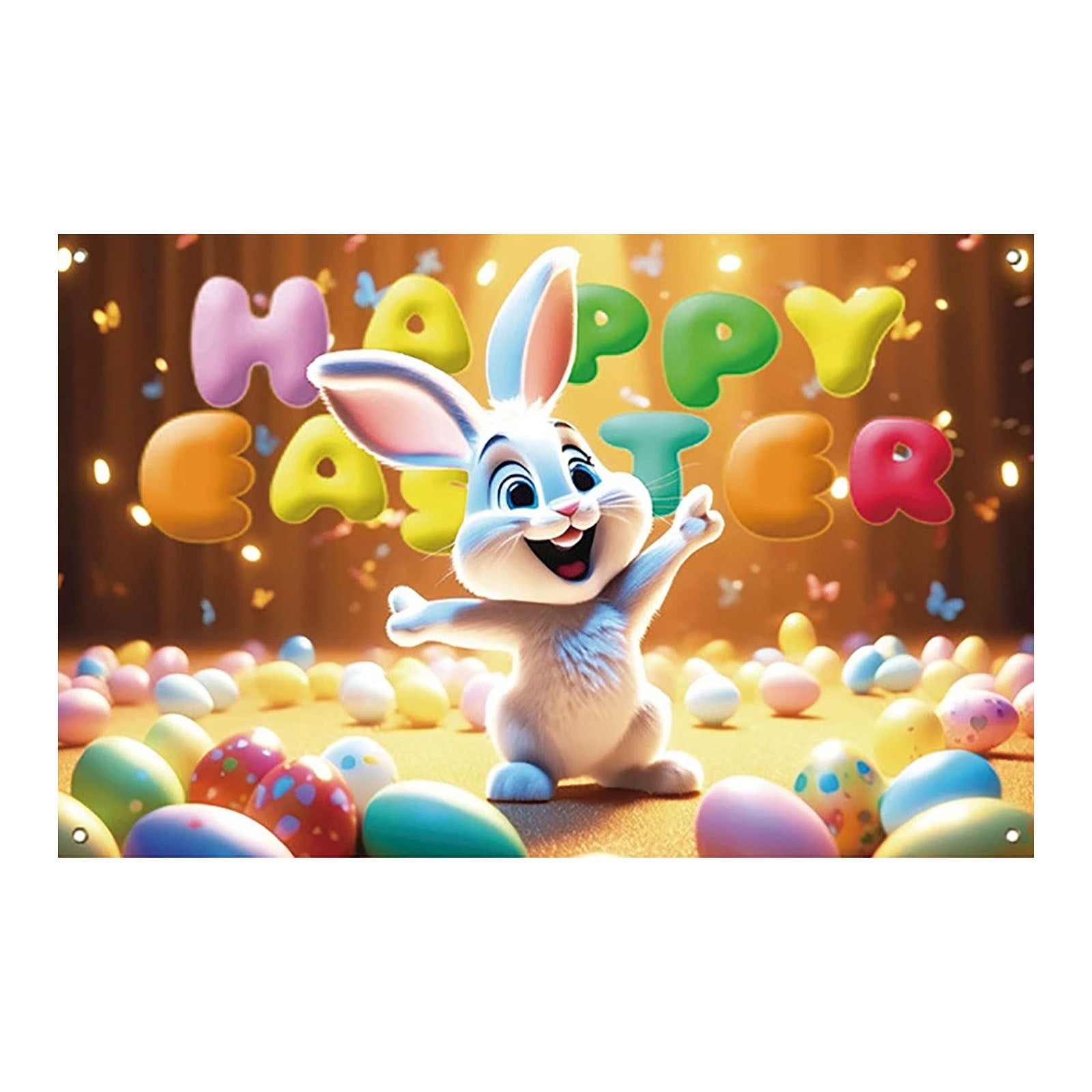 Easter Background Indoor And Outdoor Hanging Flags Easter Eggs Bunny ...
