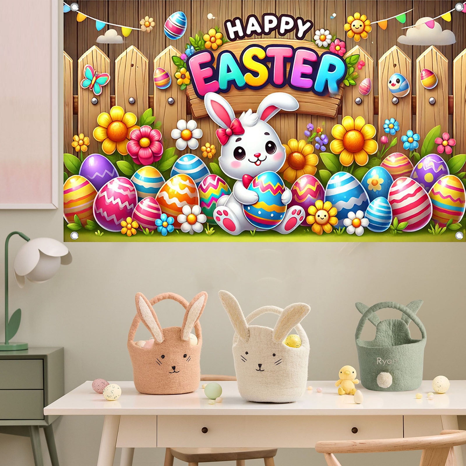Easter Background Photo Backdrop Backdrop Kids Birthday Party Cartoon ...