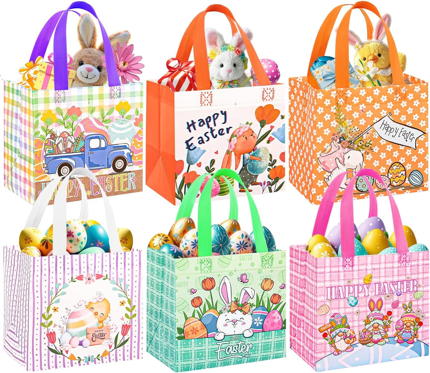 Easter Bags, 6Pack Reusable Bunny Chick Egg Design - Walmart.com