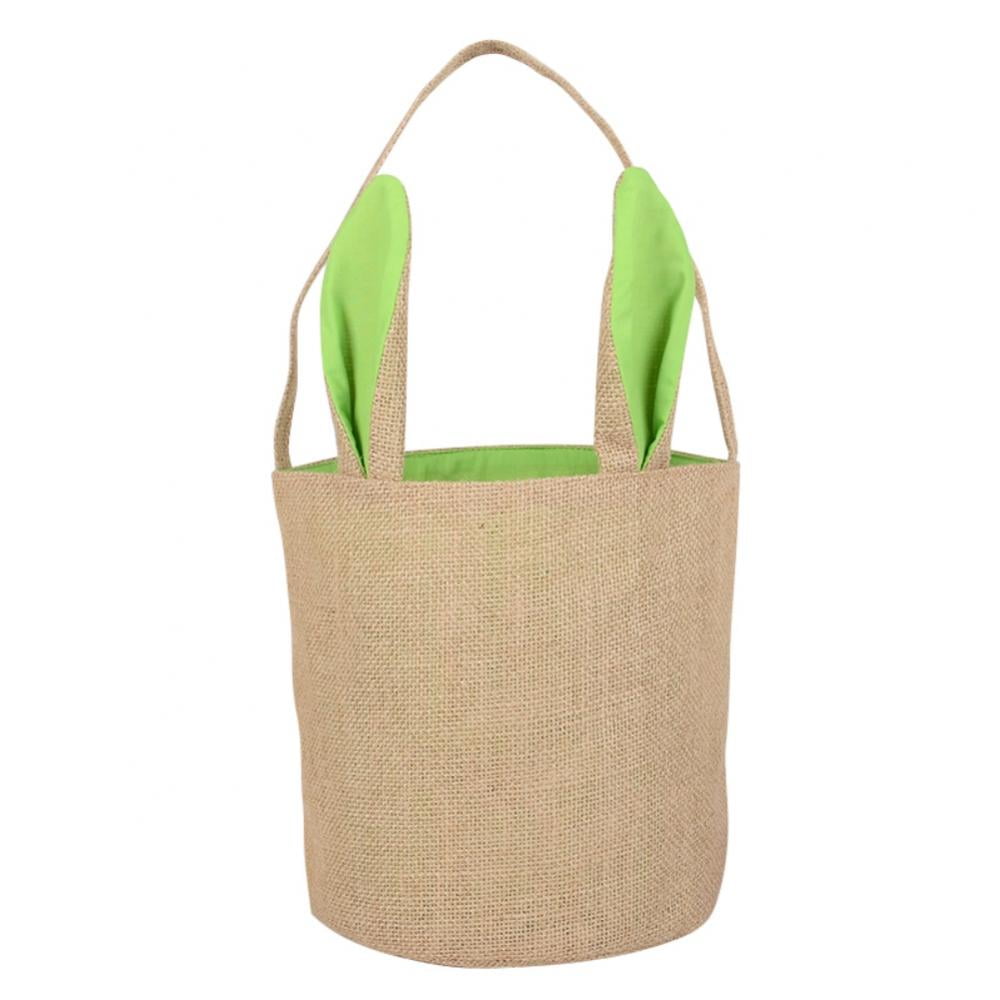 Easter Bags, Egg Hunting Bunny Ear Baskets Jute Burlap Reusable Tote ...