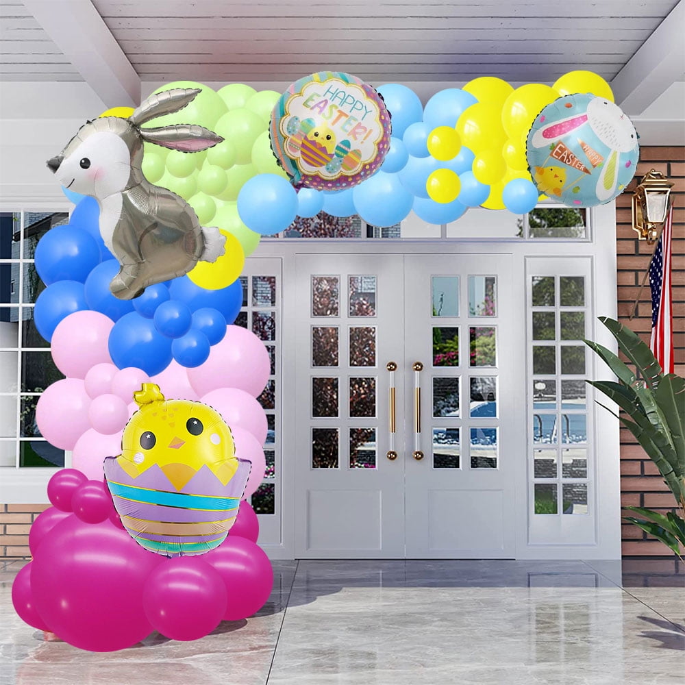 Easter Balloon Garland Arch Kit Purple Pink Green Balloons Chicken Egg ...