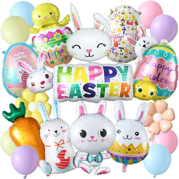 Easter Balloons Set, Pastel Latex Balloon Mix Inflatable Easter Eggs ...