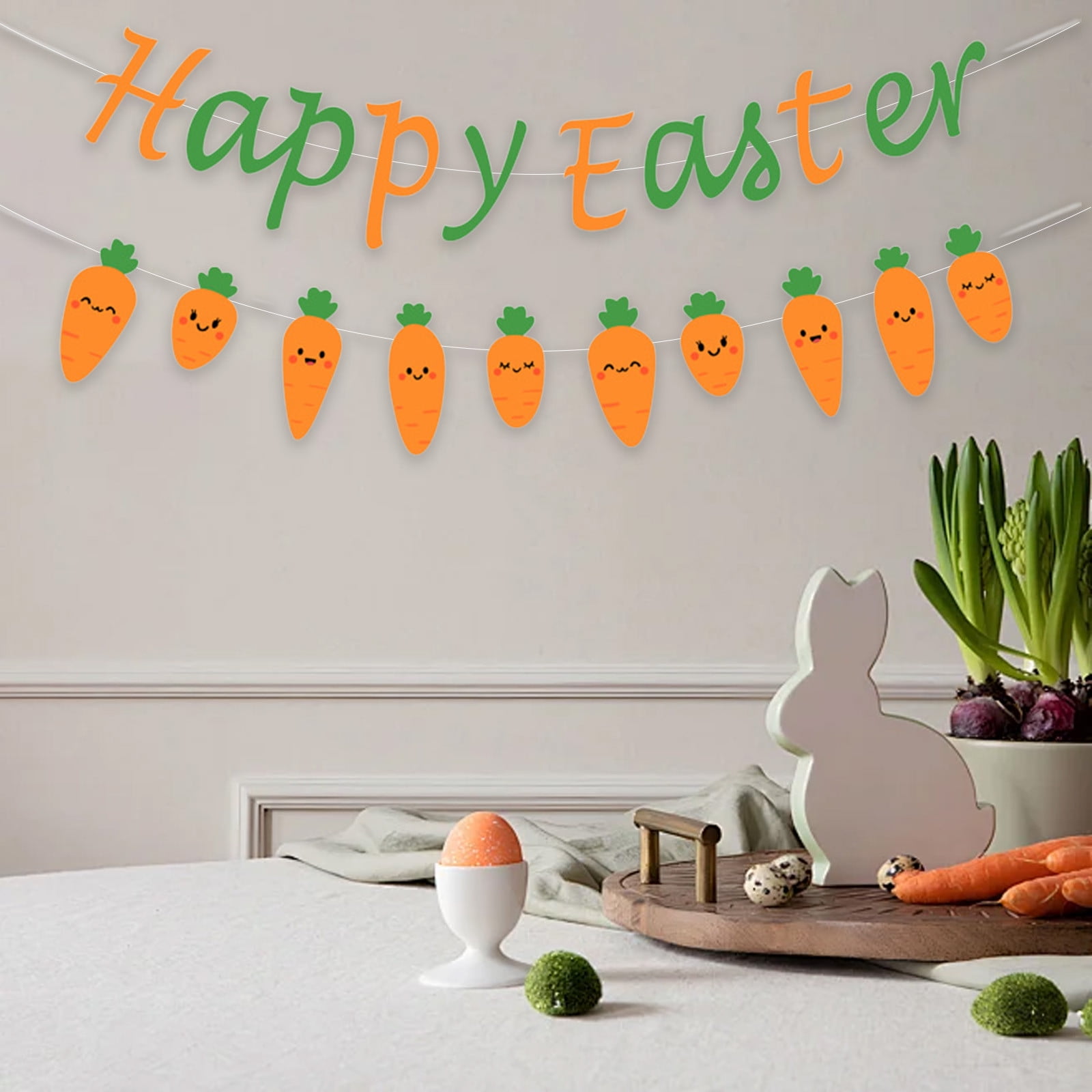 Easter Banners Decorations - Multicolor Carrot & Happy Easter Banner ...