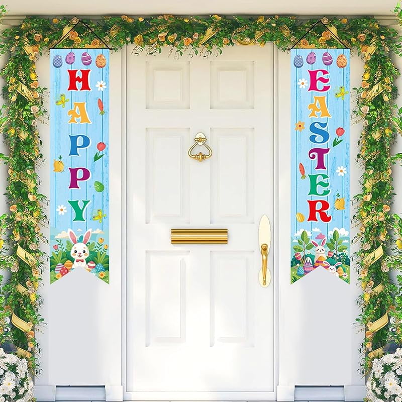 Easter Banners for Outside, Easter Porch Banner, Happy Easter Porch ...
