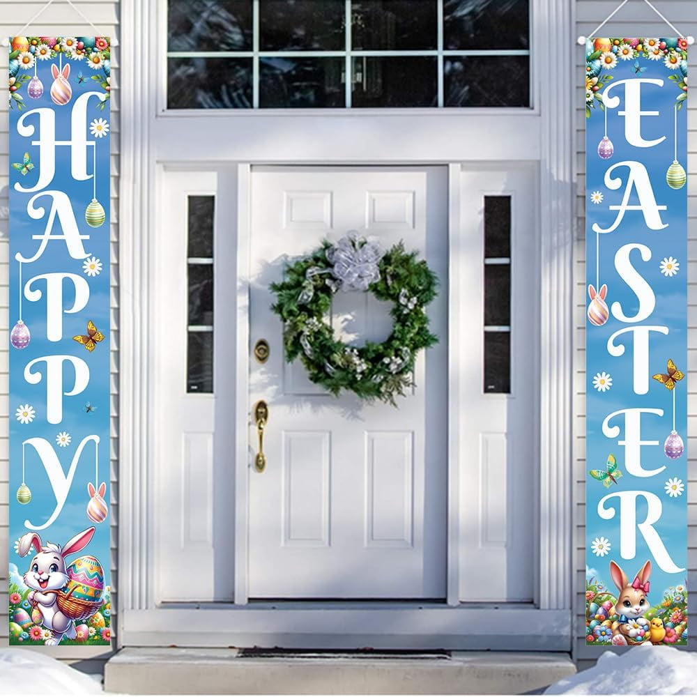 Easter Banners for Outside, Easter Porch Banner, Happy Easter Porch ...