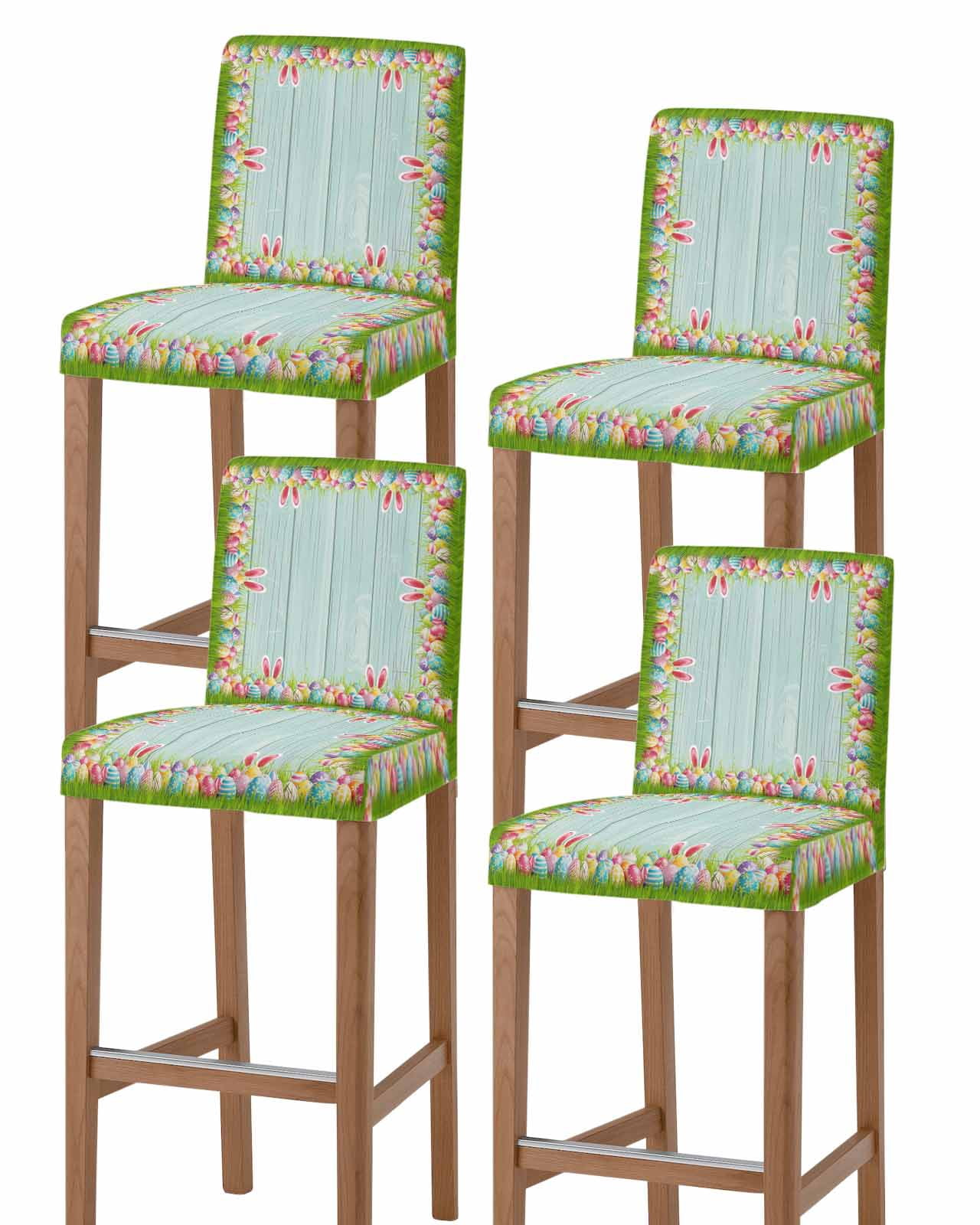 Easter Bar Stool Covers Set of 4, Spring Rabbit Ears Colorful Eggs ...