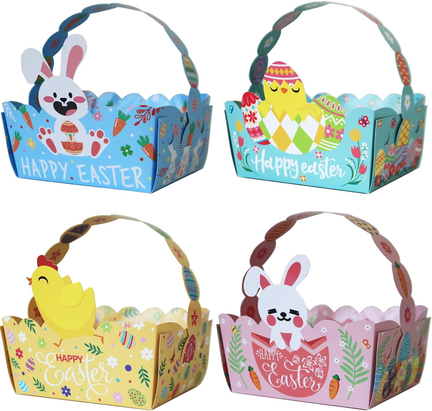 Easter Basket- 24pcs Small Easter Baskets for Kids, Happy Easter Gift ...