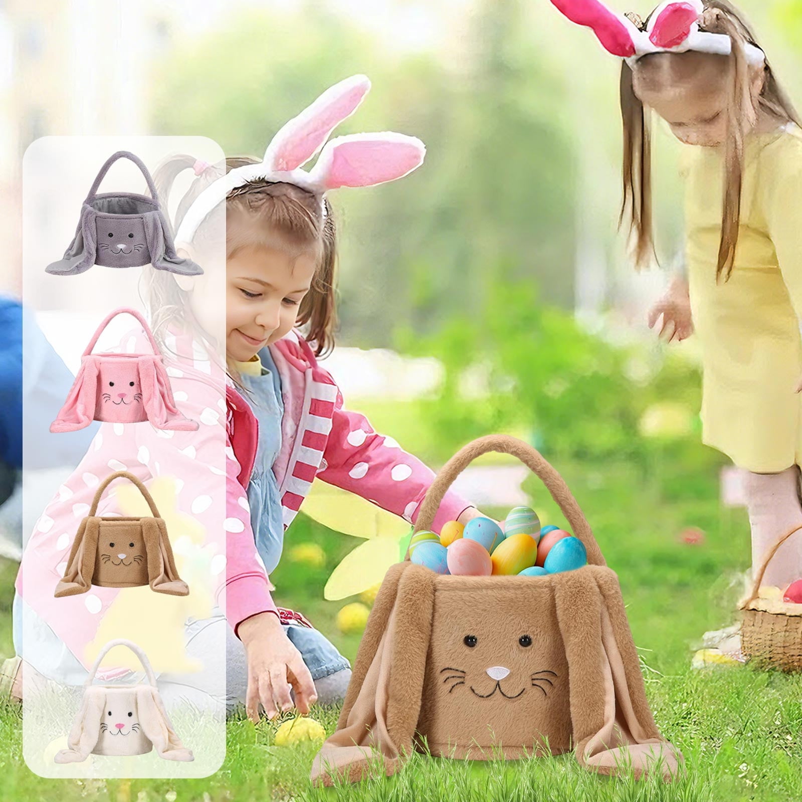 Easter Basket Bag for Friend - Plush Velvet Rabbit Handbag, Holiday Egg ...