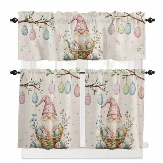 Easter Basket Gnome Kitchen Curtains Valances and Tiers Set of 3 ...