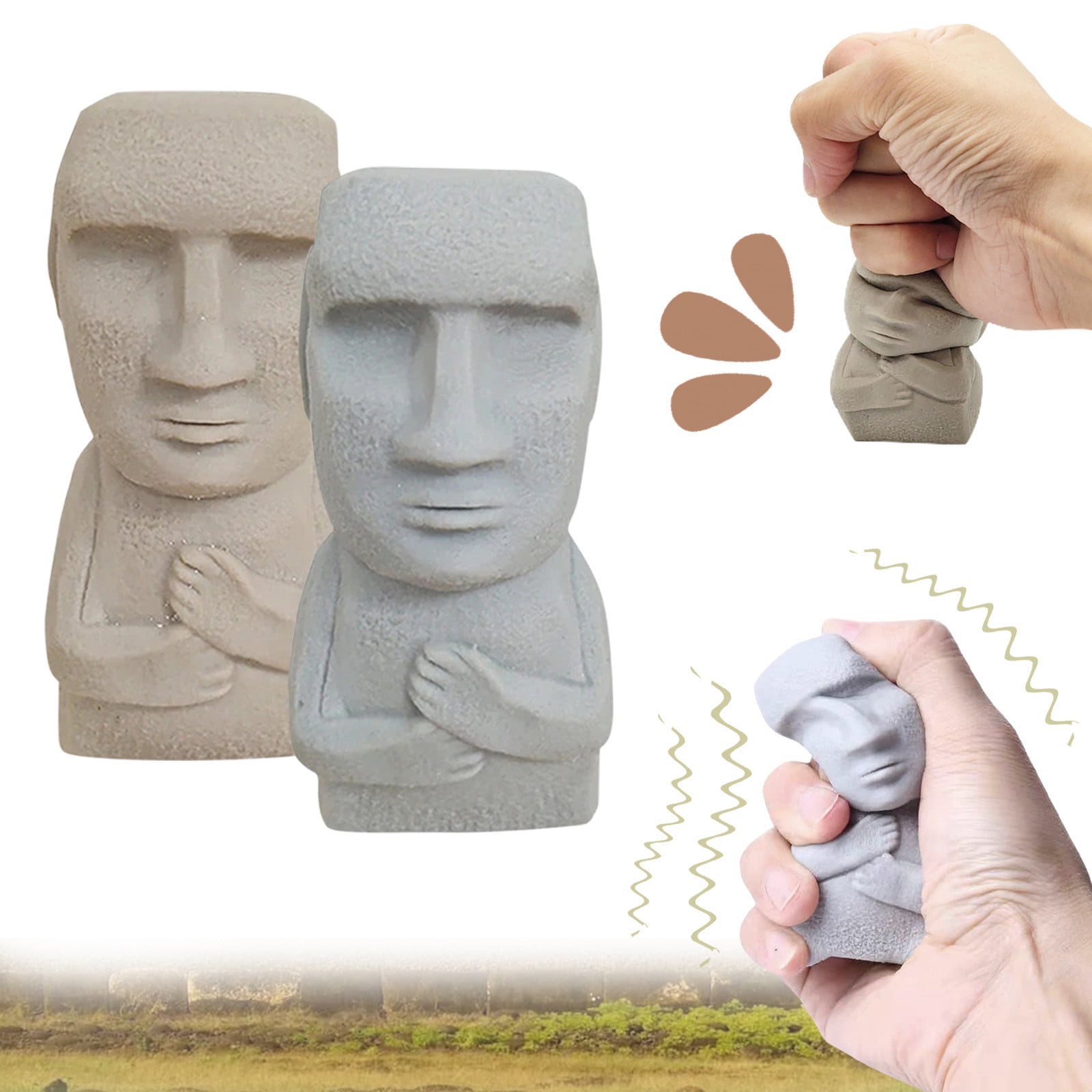 Easter Basket Stuffers,2025 New 4 Pack Squishy Easter Moai Statue ...