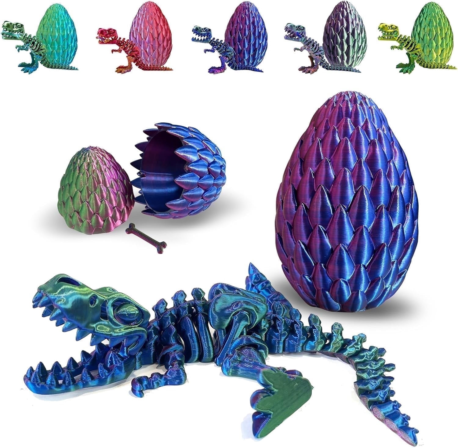 SHUWND Easter Basket Stuffers - 3D Printed Dinosaur Fidget Toy, Mystery ...