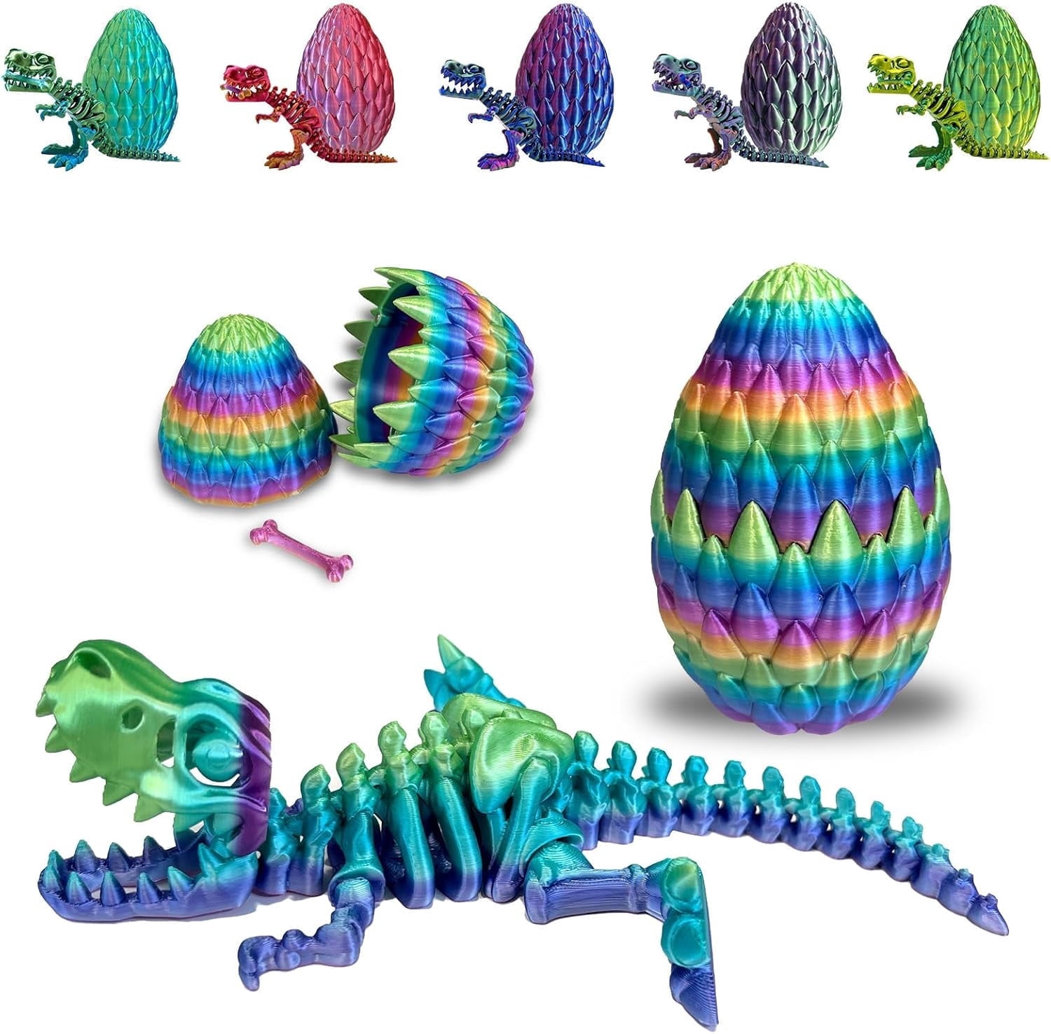 SHUWND Easter Basket Stuffers - 3D Printed Dinosaur Fidget Toy, Mystery ...