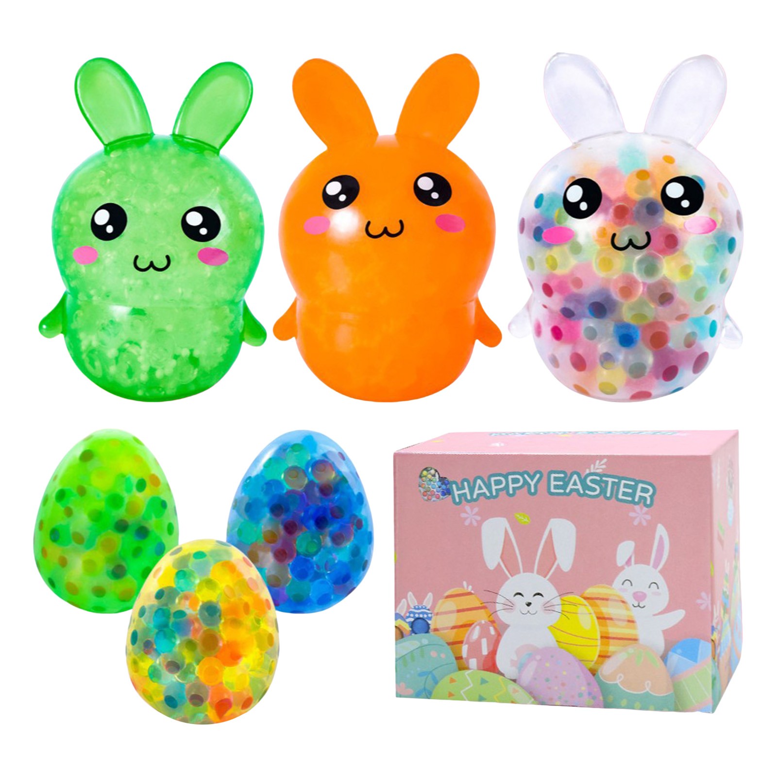 Easter Basket Stuffers,6 Pack Squishy Easter Bunny Stress Balls for ...