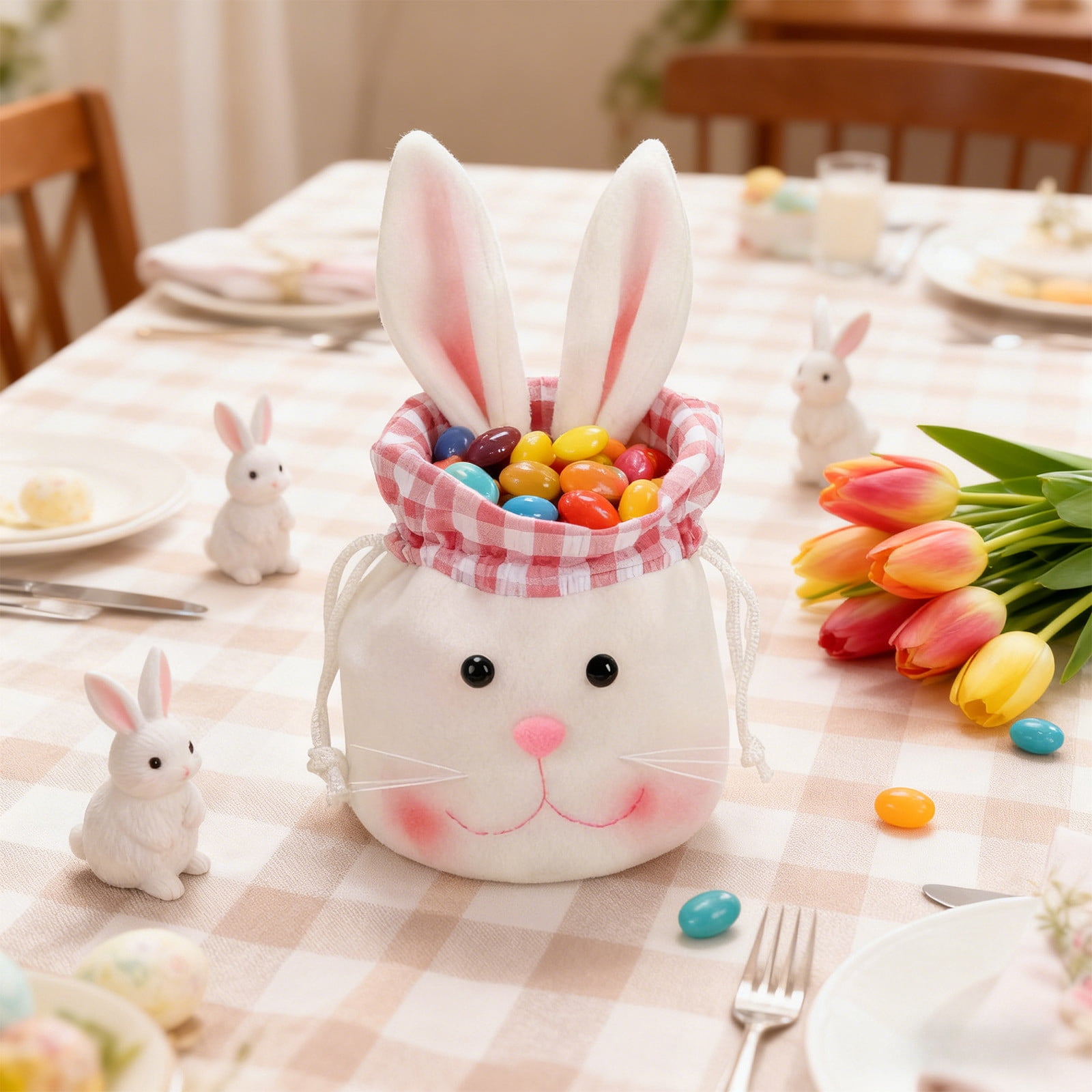 Easter Basket Stuffers Candy Bag Long Ear Rabbit Drawstring Pouch for ...