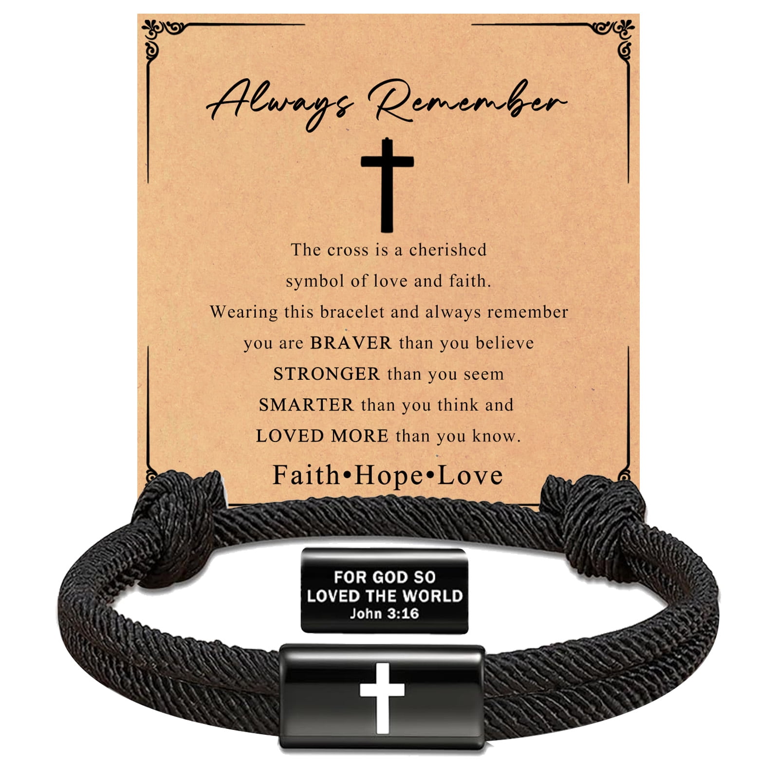 Easter Basket Stuffers - Cross Bible Verse Bracelet for Men, Adjustable ...