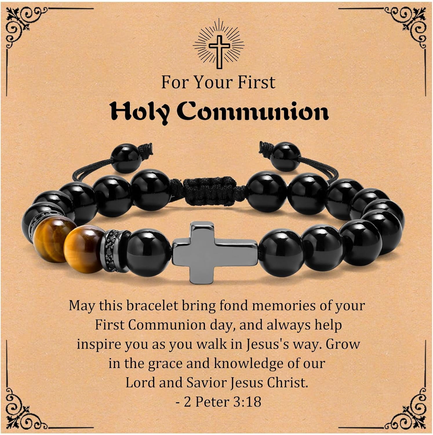 Easter Basket Stuffers Cross Bracelet : Natural Gemstone Beaded Men's ...