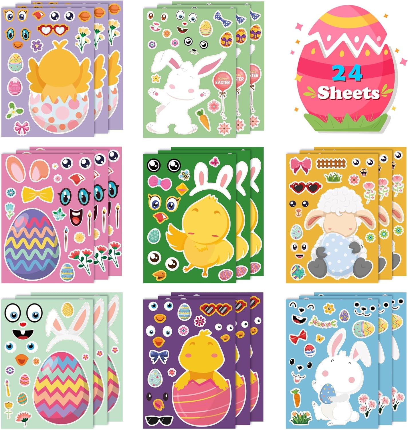 Easter Basket Stuffers for Kids - DIY Happy Egg Bunny Sticker Crafts ...