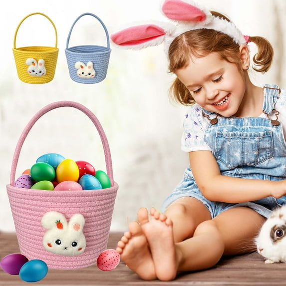 Easter Basket for Gifts Easter Storage Bunny Decorative Thread Basket ...