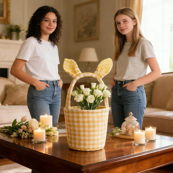 Easter Baskets For Teen Girls Easter Decor Rabbit Eared Cute Check ...
