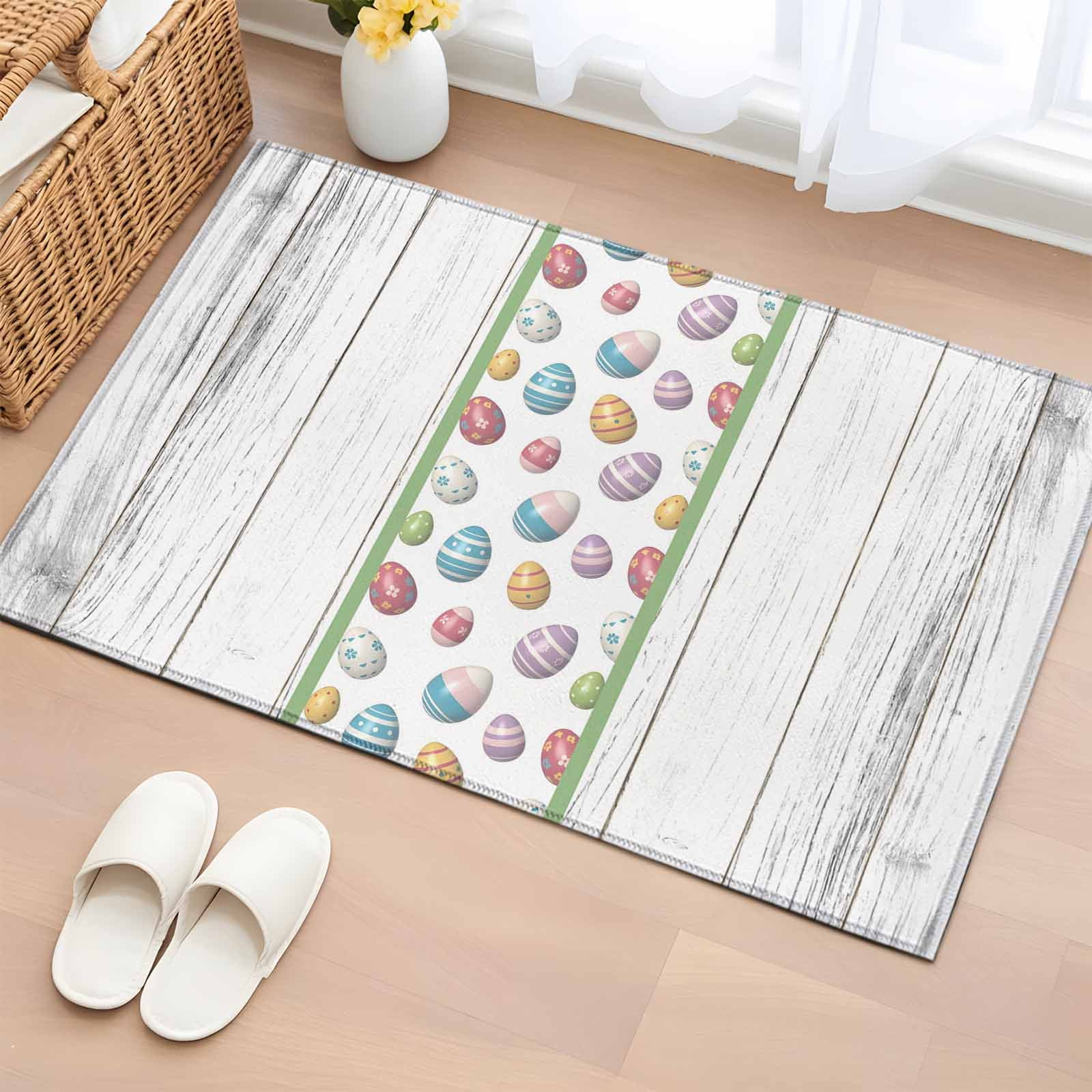 Easter Bathroom Rug Washable 2x3 Entryway Rug Non Slip Cartoon Colored ...