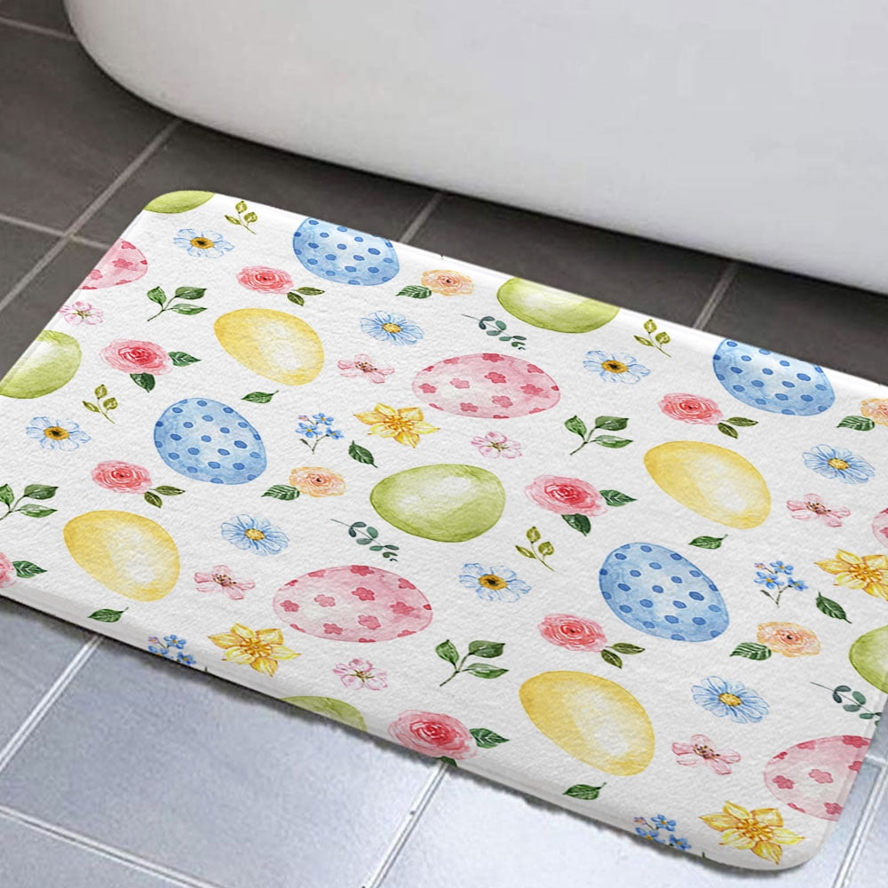 Easter Bathroom Rugs, Easter Eggs Spring Non-Slip Bath Rugs, Holiday ...