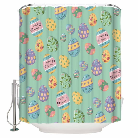 Easter Bathroom Shower Curtains with 12 Hooks Polyester Waterproof ...