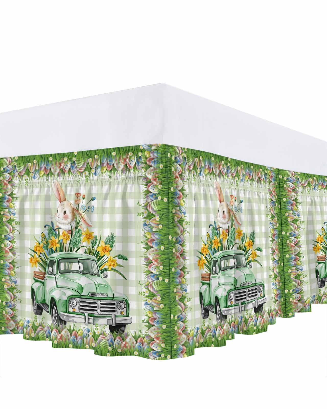 Easter Bed Skirt California King Size 16 Inch Drop, Watercolor Truck ...