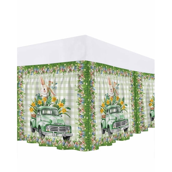 Easter Bed Skirt California King Size 16 Inch Drop, Watercolor Truck ...