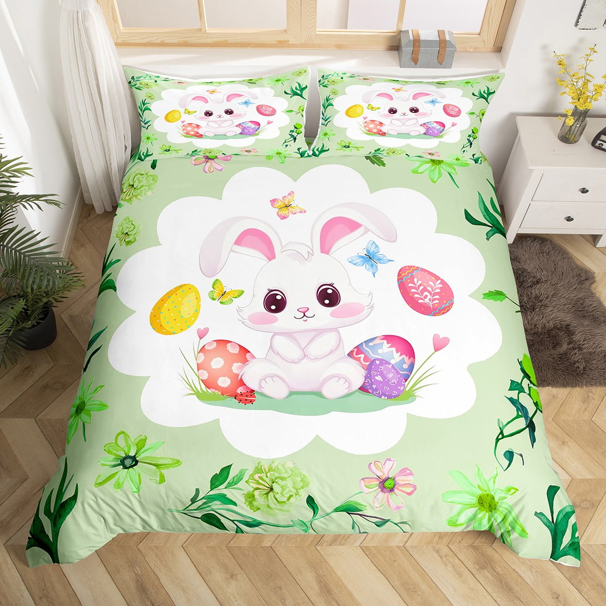 Easter Bedding Sets Easter Bunny Comforter Cover Colorful Easter Eggs ...