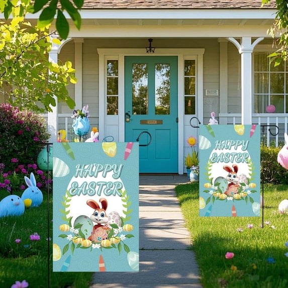 Easter Birthday Garden Flag Double Sided, Spring Outdoor Decor with ...
