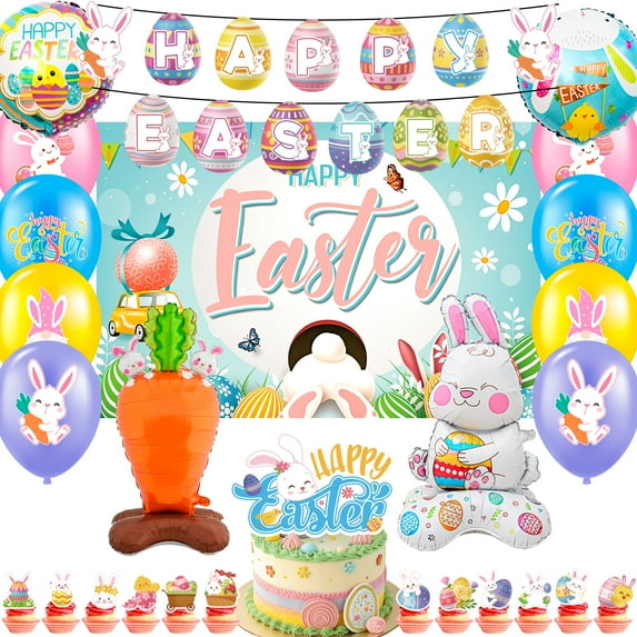 Easter Party Decorations, 51pcs Easter Bunny Decorations Set Including ...